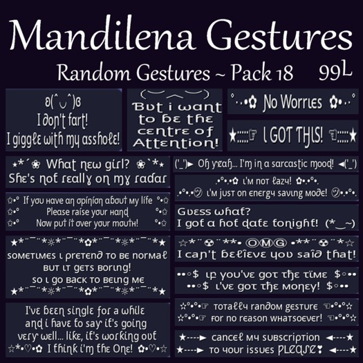 Second Life Marketplace - Mandilena Gestures - Random Mix - Pack 18