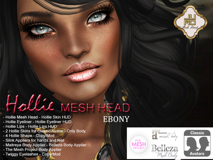 Second Life Marketplace - .:JUMO:. Hollie Skin Mesh Head Ebony