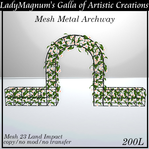 Second Life Marketplace - LadyM's Mesh Metal Archway - Florals In Iron