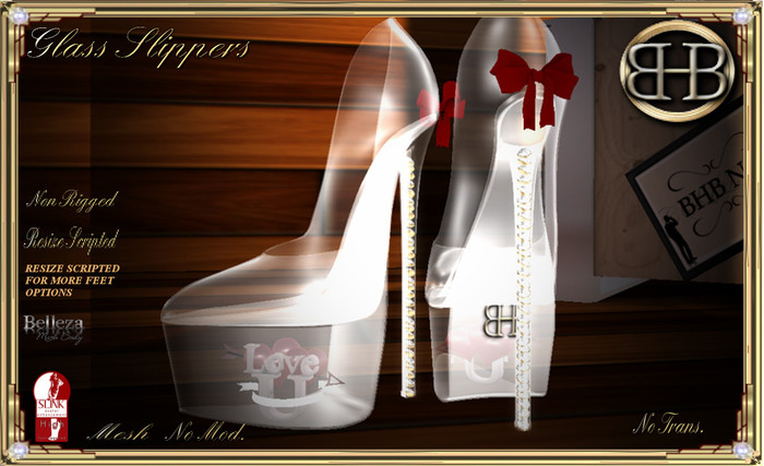 Second Life Marketplace Bhb Melza Glass Slippers Vc Love You Heels