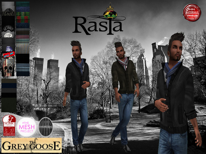 Second Life Marketplace - Rasta Cardigan & Scarf Outfit (DEMO)