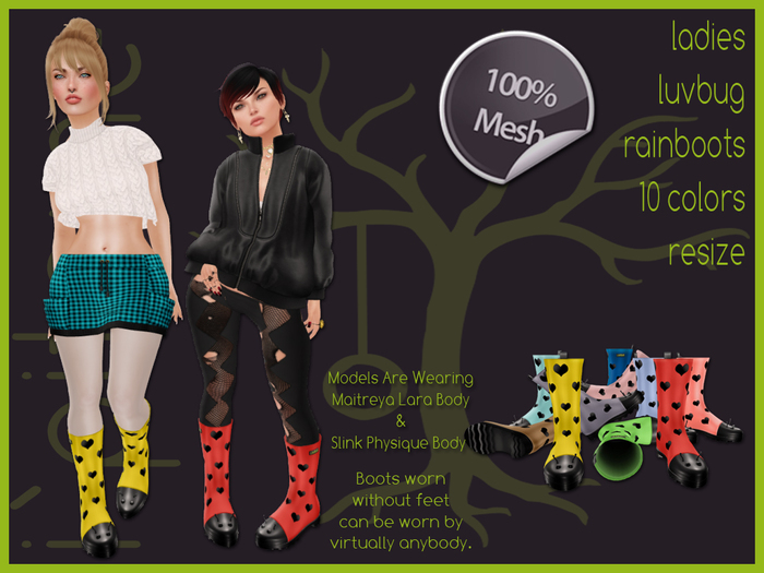 Second Life Marketplace - ~i~ LuvBug Rainboots Women