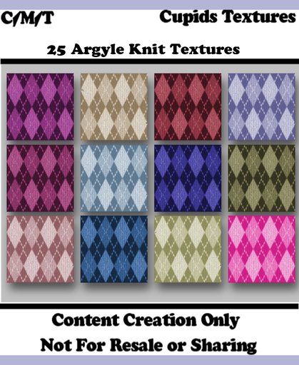 Second Life Marketplace - *CUPIDS TEXTURES* 25 argyle knit sweater textures