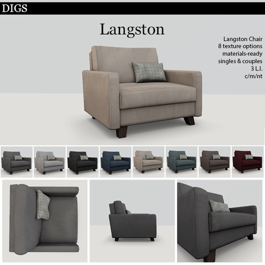 Second Life Marketplace - DIGS - Langston Chair [MESH]