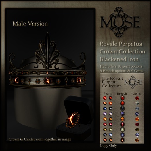 Second Life Marketplace - [MUSE] Royale Perpetua Crown - Blackened Iron ...