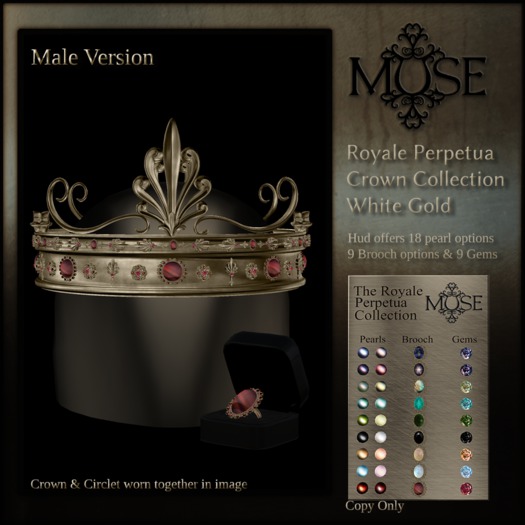 Second Life Marketplace - [MUSE] Royale Perpetua Crown - White Gold pk ...