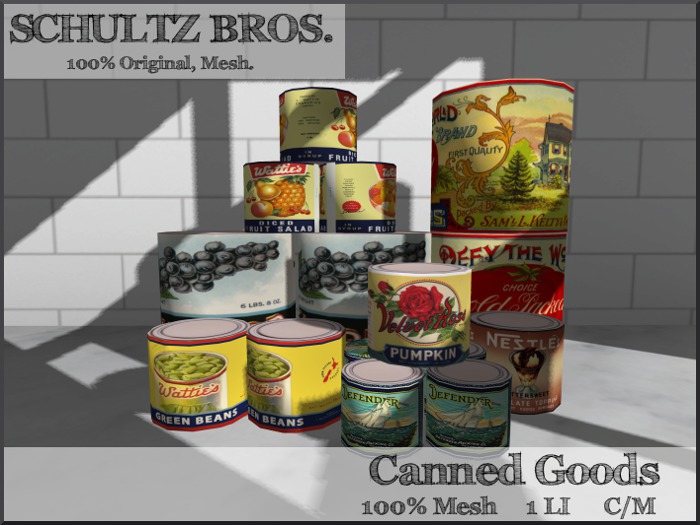 Second Life Marketplace - Vintage Canned Goods - 1 Prim