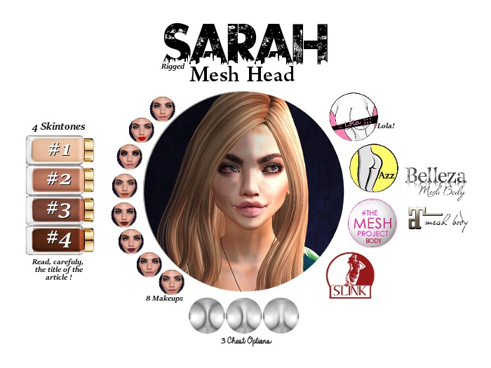 Second Life Marketplace - Sarah. #2 (Mesh Head, Az, Lol, Belleza ...