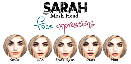 Second Life Marketplace - Sarah. #2 (Mesh Head, Az, Lol, Belleza ...