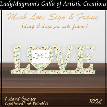Second Life Marketplace - LadyMs Mesh Love Sign & Frame - 70's 1