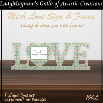 Second Life Marketplace - LadyMs Mesh Love Sign & Frame - 70's 2