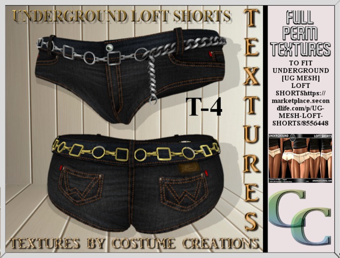 Second Life Marketplace - UNDERGROUND LOFT SHORTS T4 FULL PERM TEXTURE
