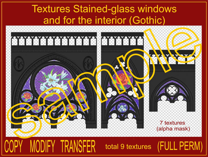 Second Life Marketplace - Textures Stained-glass windows and for the interior (Gothic).