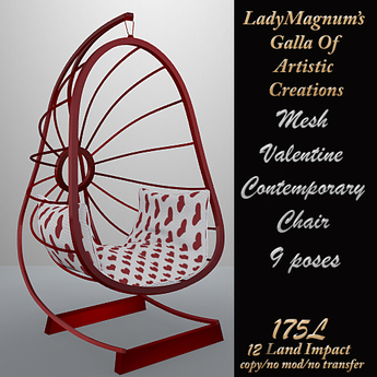 Second Life Marketplace - LadyMs Mesh Valentine Contemporary Chair ...