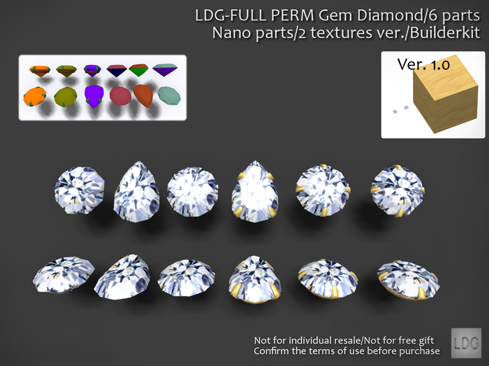 Second Life Marketplace - LDG-FULL PERM 031 Gem Diamond /6 parts/Nano/2 ...