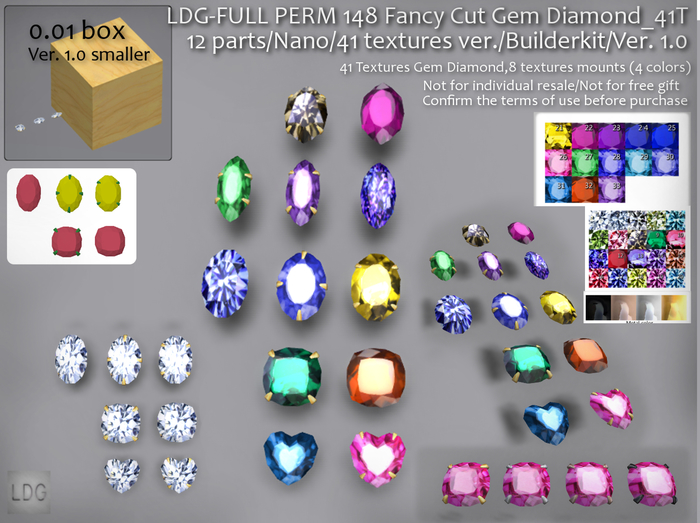Second Life Marketplace - LDG-FULL PERM 148 Fancy Cut Gem Diamond 41T ...