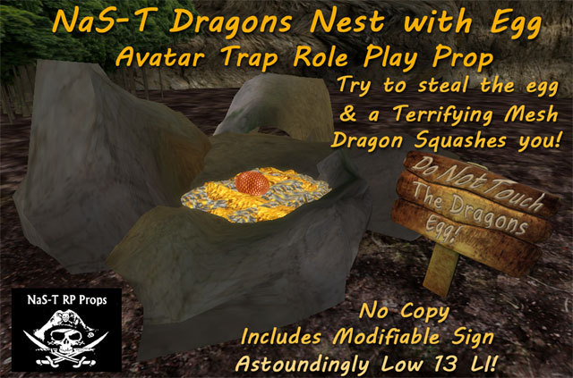 Second Life Marketplace - Rock Dragons Nest with Egg Fun Role Play ...