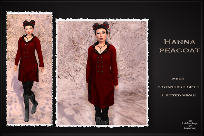 Second Life Marketplace - LUZ - Hanna peacoat red - vendor