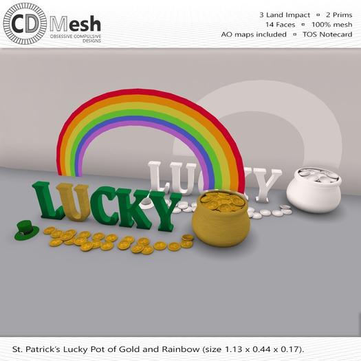Second Life Marketplace - St. Patrick Lucky Gold Pot and Rainbow [Full ...