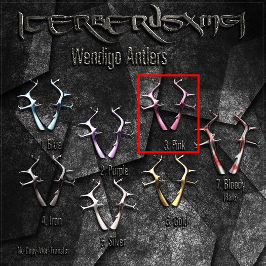 Second Life Marketplace - CerberusXing - Wendigo Antlers - Pink