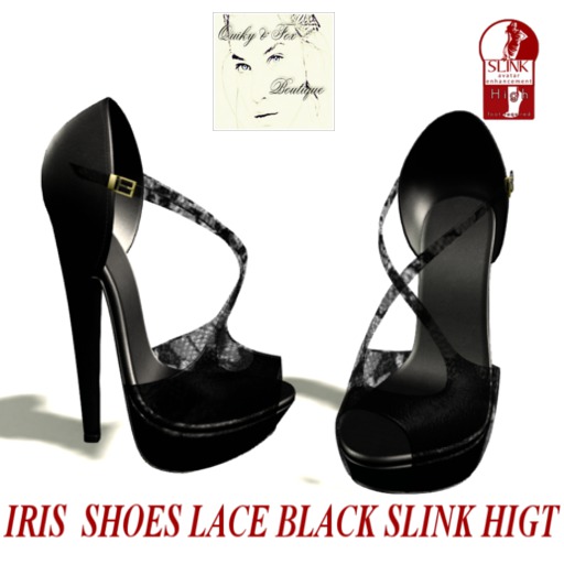 Second Life Marketplace - [3D Q & F] IRIS SHOES LACE BLACK SLINK HIGT ...