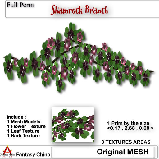 Second Life Marketplace - Fantasy China Mesh Shamrock Branch FULL PERM ...