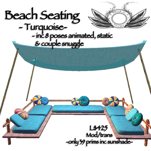 Second Life Marketplace - Garden or beach seating area - turquoise