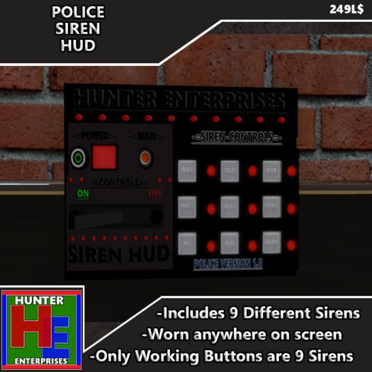 Second Life Marketplace - [HE] Police Siren Hud Boxed