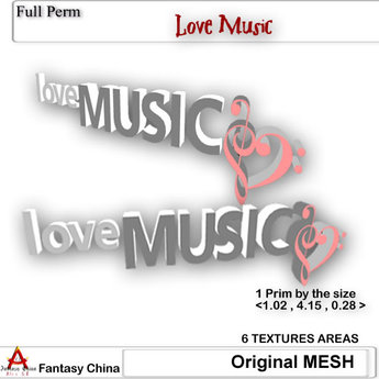 Second Life Marketplace - Fantasy China Mesh Love Music sign FULL PERM ...