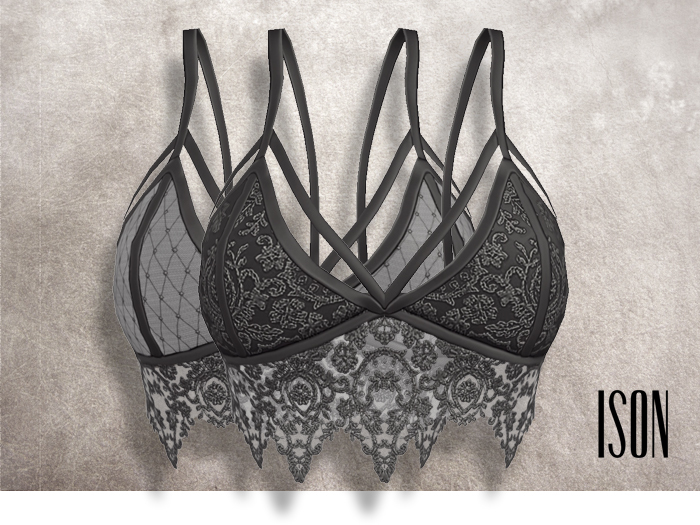 Second Life Marketplace - ISON - lace bralette (gray)