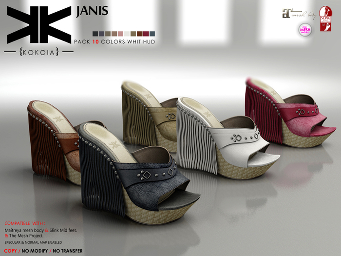 Second Life Marketplace - Janis :: Shoes :: 10 Colors :: {kokoia}