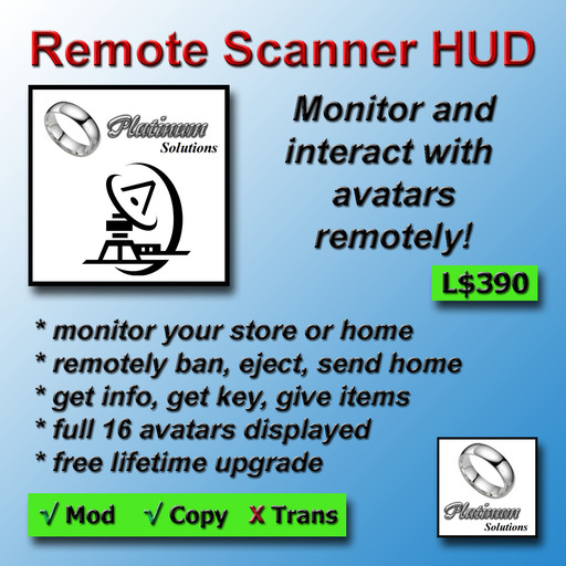 Second Life Marketplace - Platinum Remote Scanner HUD - Be aware ...