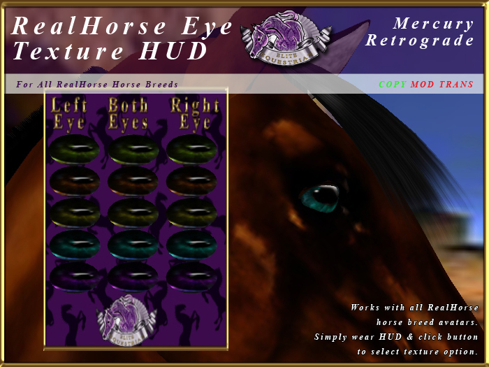 Second Life Marketplace - *E* RealHorse EyeTexture HUD [BOXED] Merc ...