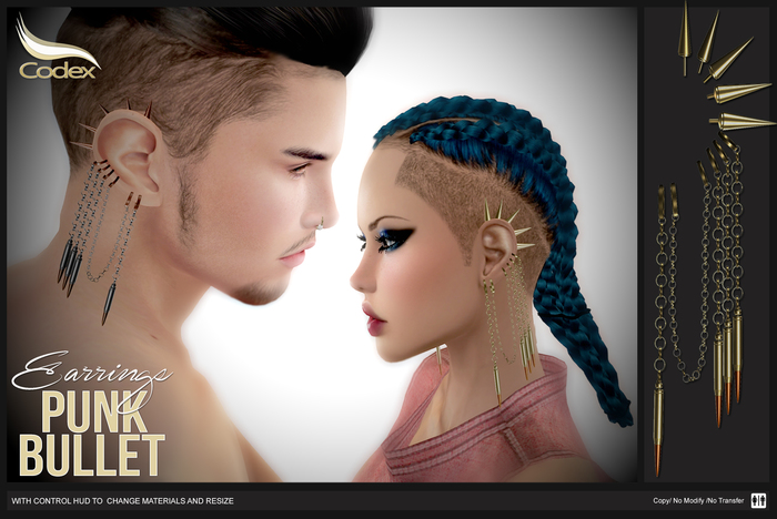 Second Life Marketplace - CODEX_Earrings Punk Bullets