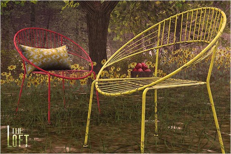 Second Life Marketplace - The Loft - Round Wire Chair Navy