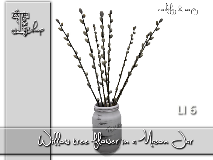 Second Life Marketplace - Willow tree flower in a Mason Jar MC