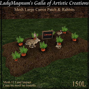 Second Life Marketplace - LadyM's Mesh Large Carrot Patch & Rabbits