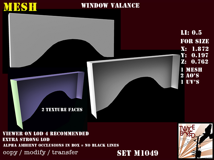Second Life Marketplace - FP mesh Window valance, Li: 0.5 with very ...