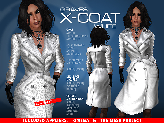 Second Life Marketplace - GRAVES X-Coat - White + inclusive Omega, TMP ...