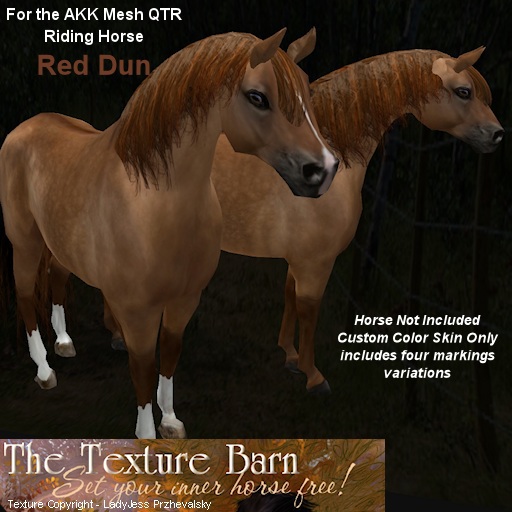 Second Life Marketplace - The Texture Barn - Red Dun for AKK Mesh Horse