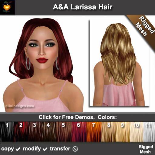Second Life Marketplace - A&A Larissa Hair 11 Colors Variety Pack ...