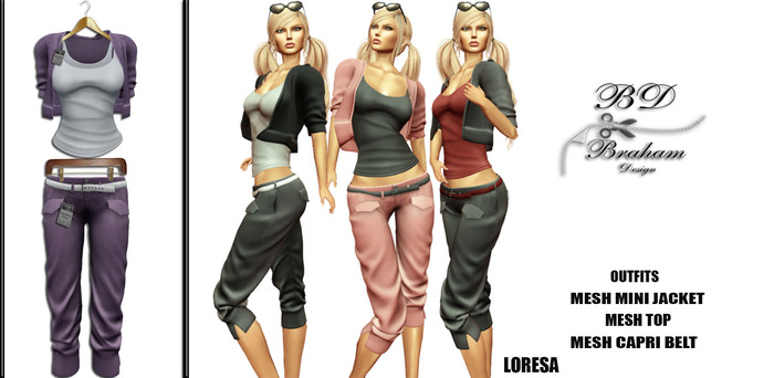 Second Life Marketplace - Braham Design Purple Loresa Outfits Mesh