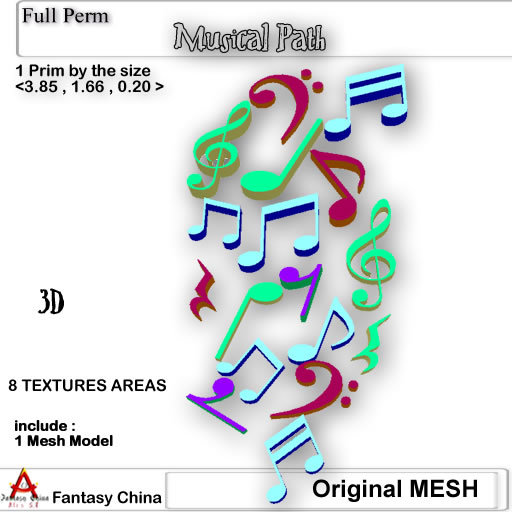 Second Life Marketplace - Fantasy China Mesh Musical Path FULL PERM 1 prim