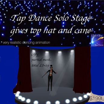 Second Life Marketplace - Tap Dancer Solo Stage with top hat and cane ...