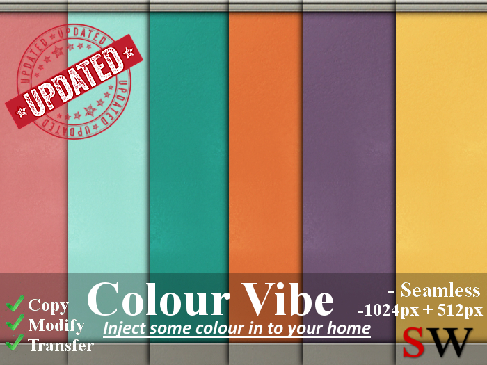 Second Life Marketplace - -SW- !UPDATED! Colour Vibe Texture Pack -1024 ...