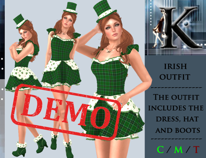 Second Life Marketplace Keresma Irish Outfit Dress Demo