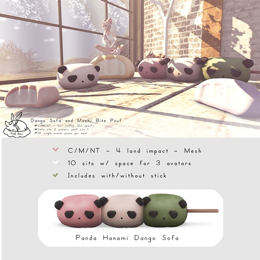 Second Life Marketplace - +Half-Deer+ Panda Hanami Dango Sofa [box]
