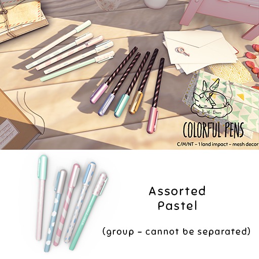 Second Life Marketplace - +Half-Deer+ Colorful Pens [Assorted Pastel]