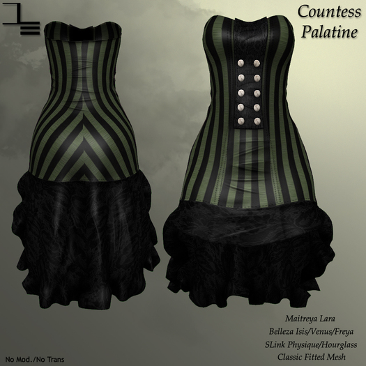 Second Life Marketplace - DE Designs - Countess Palatine - Green Stripe