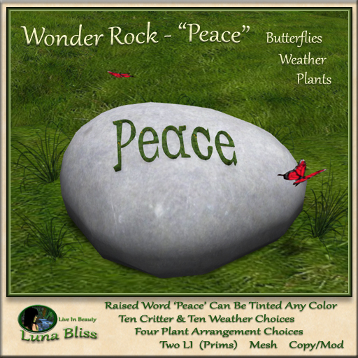 Second Life Marketplace - Wonder Rock - Peace - Rezzes Plants, Weather ...